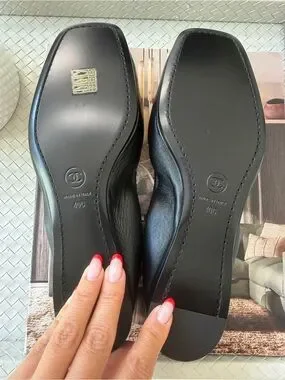 CHANEL | Shoes | Chanel Blazy Black Lambskin Square Toe Cc Logo ...
